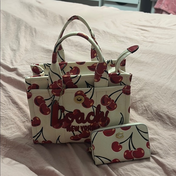 Coach | Bags | Coach Cherry Print Tote And Coin Purse Set | Poshmark